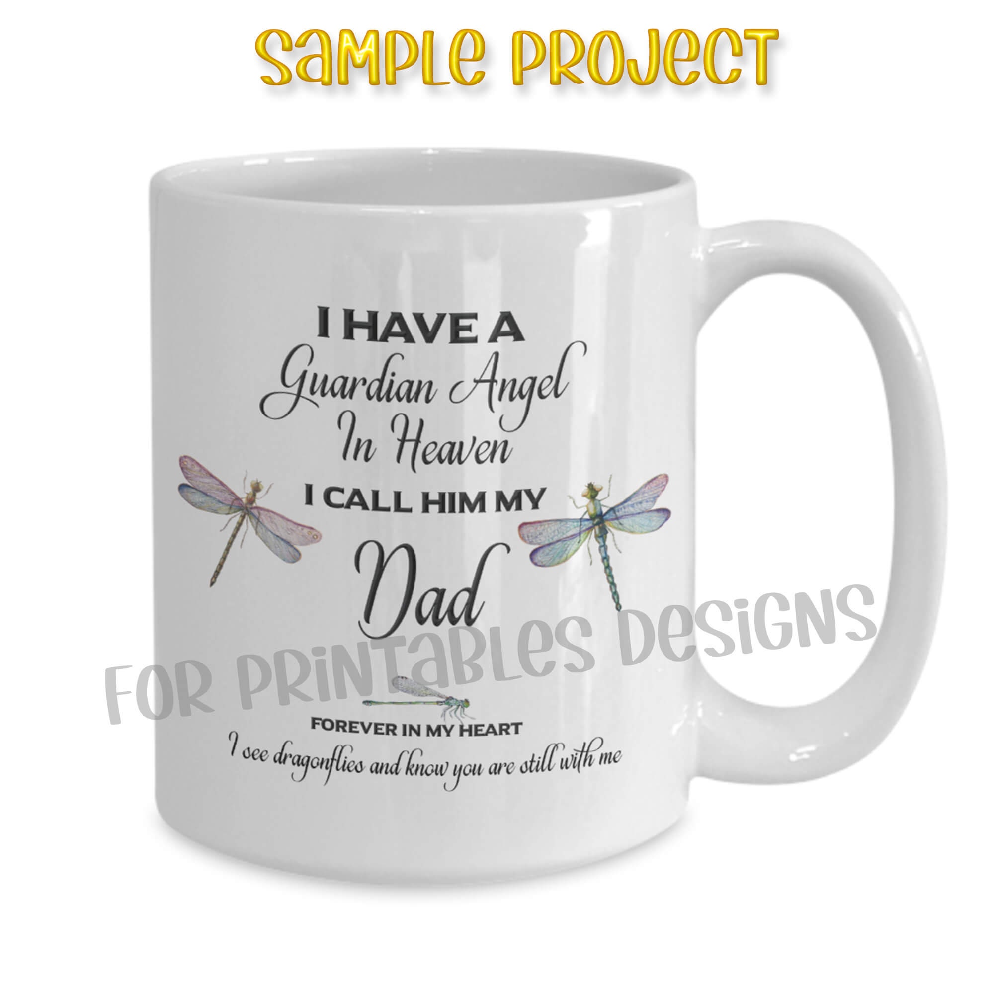 Dad Guardian Angel in Heaven Dragonfly in Loving Memory Father Memorial ...