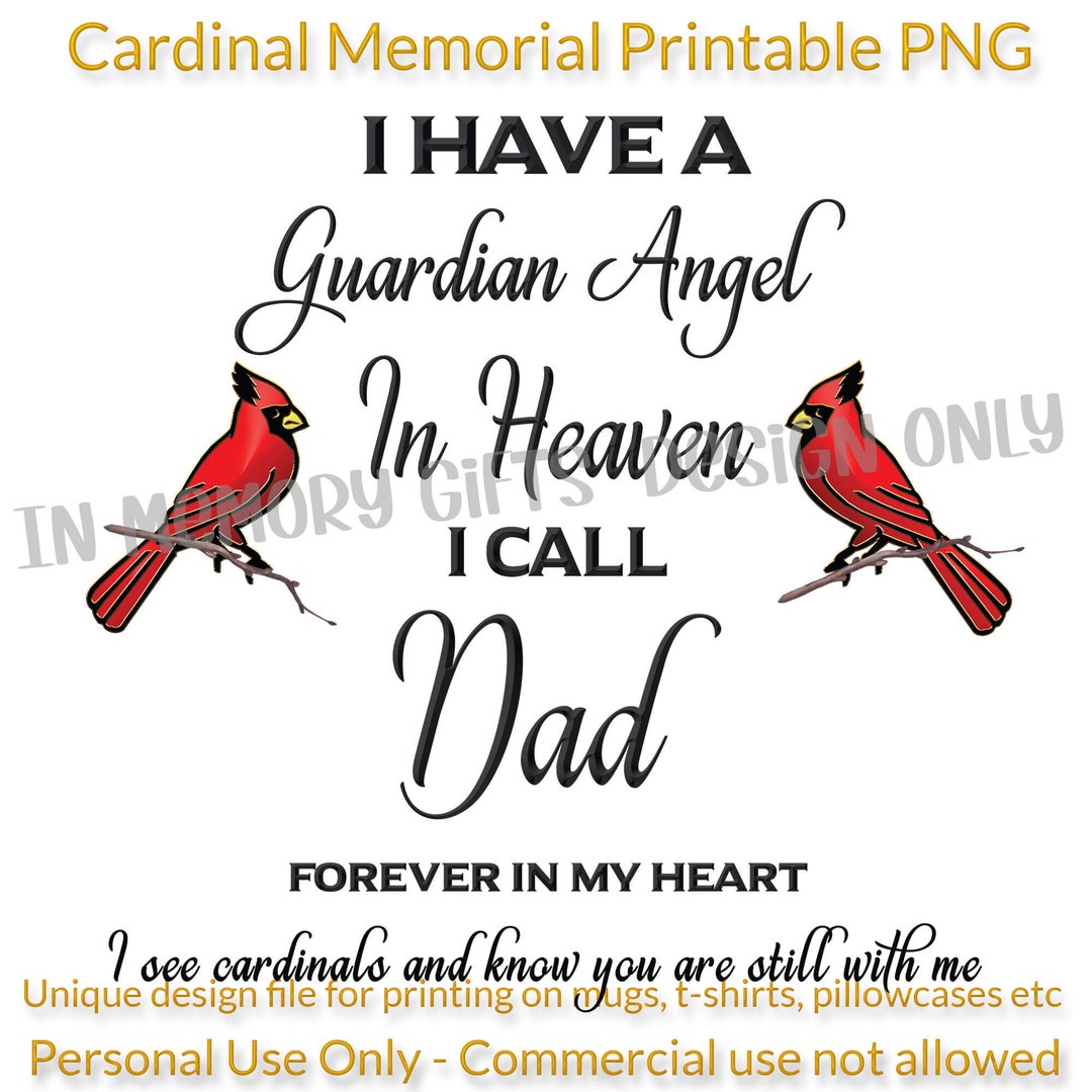 Dad Guardian Angel in Heaven Cardinal in Loving Memory Dad Memorial ...