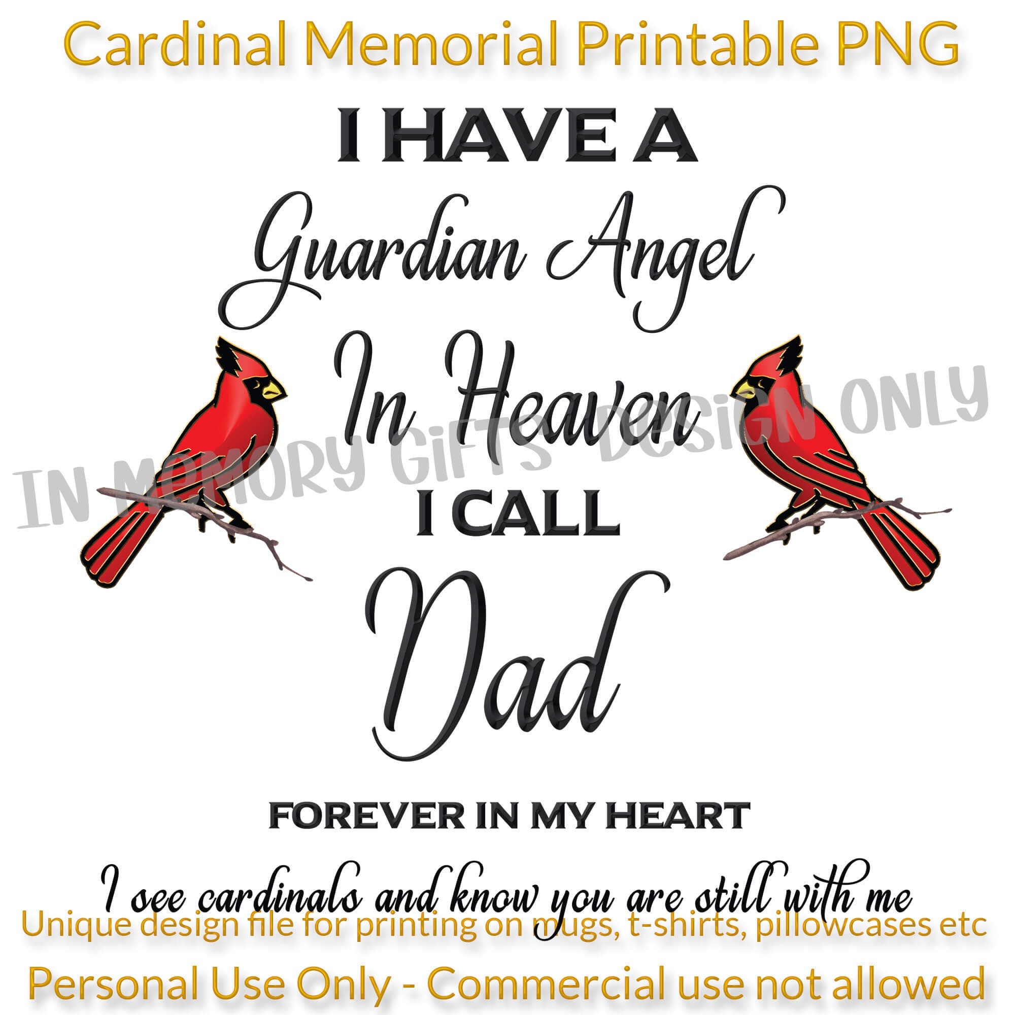 Dad Guardian Angel in Heaven Cardinal in Loving Memory Dad Memorial ...