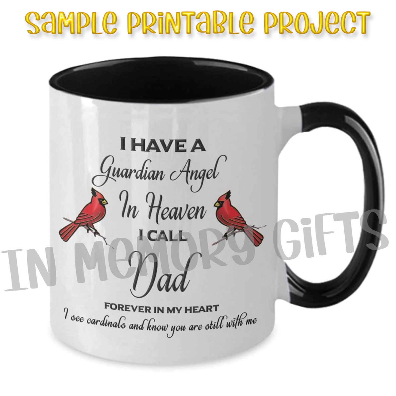 Dad Guardian Angel in Heaven Cardinal in Loving Memory Dad Memorial ...