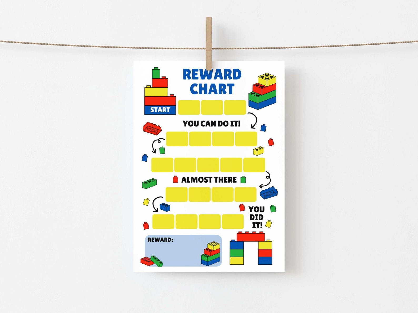 Building Blocks Reward Chart, Block Sticker Chart,kids Behaviour Chart ...
