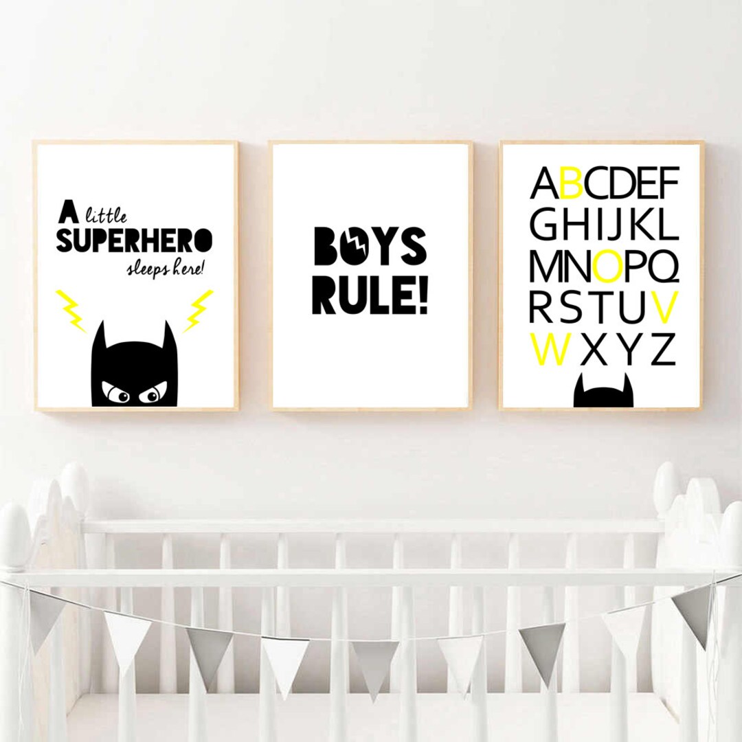 15 Print Boy Superhero Bedroom Bundle, Playroom Decor, Kids Wall Art ...