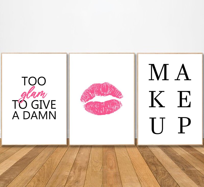 Makeup Themed Prints, Pink Lips, Makeup Wall Art, Beauty Salon Decor ...