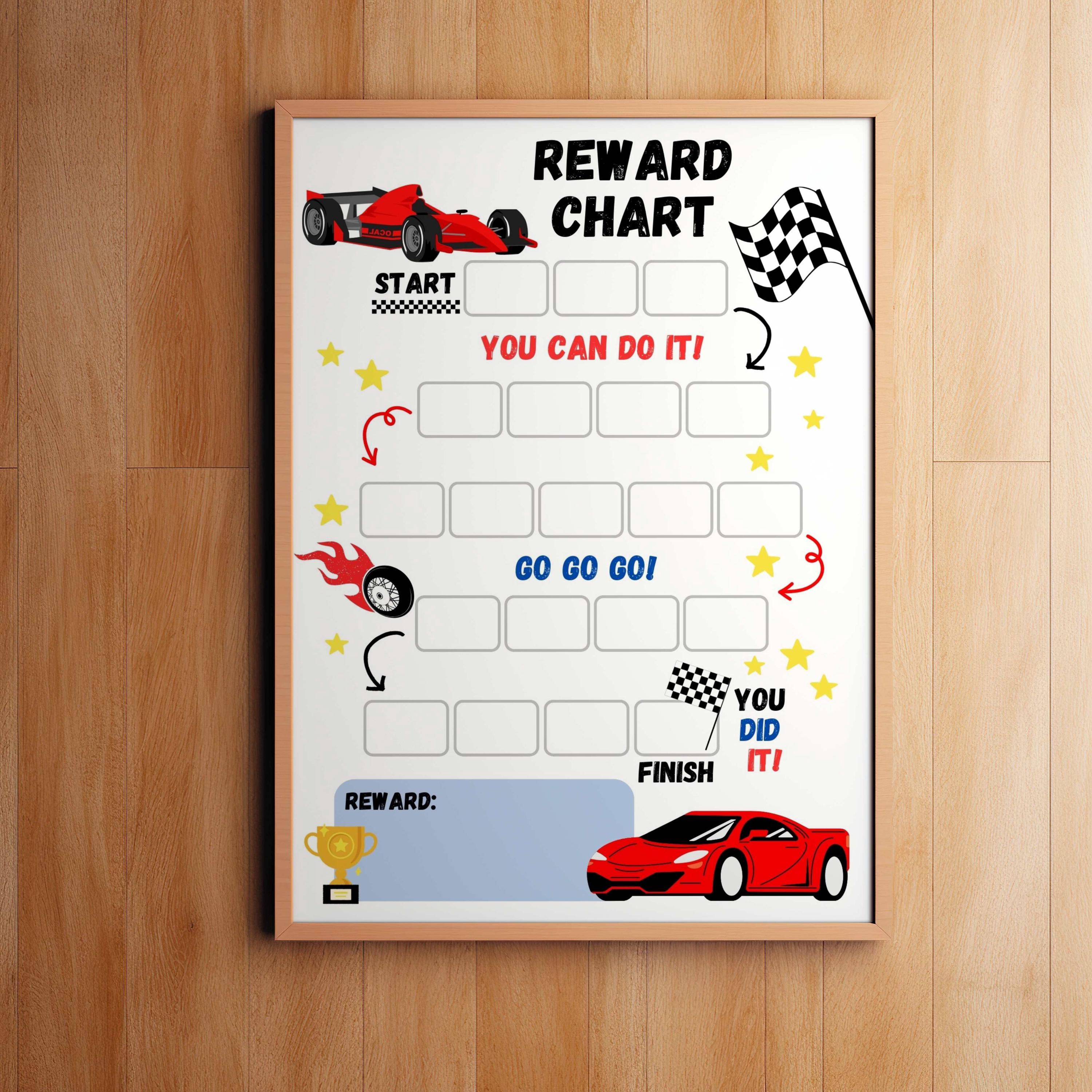 Printable Racing Car Reward Chart, Boys Car Sticker Chart,kids ...