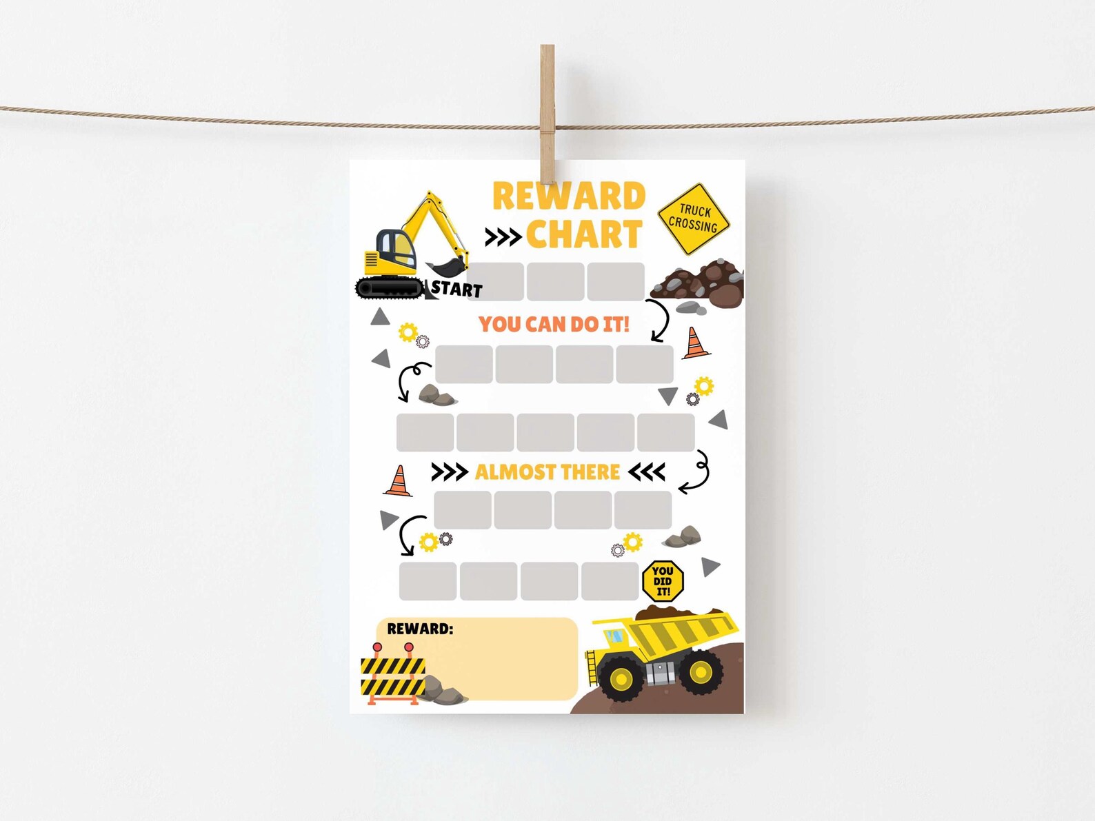 Printable Trucks Reward Chart, Boys Truck Sticker Chart,kids Behaviour ...