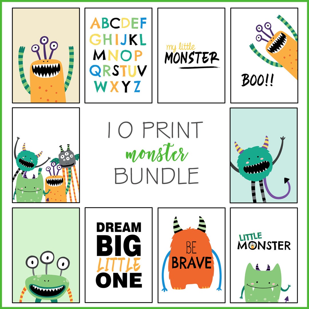 Kids Monster Theme Nursery Decor Prints,boy Monster Playroom Posters ...