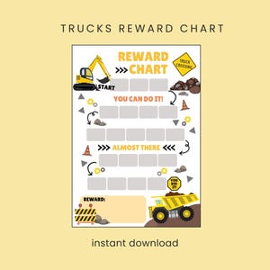 Printable Trucks Reward Chart, Boys Truck Sticker Chart,kids Behaviour ...
