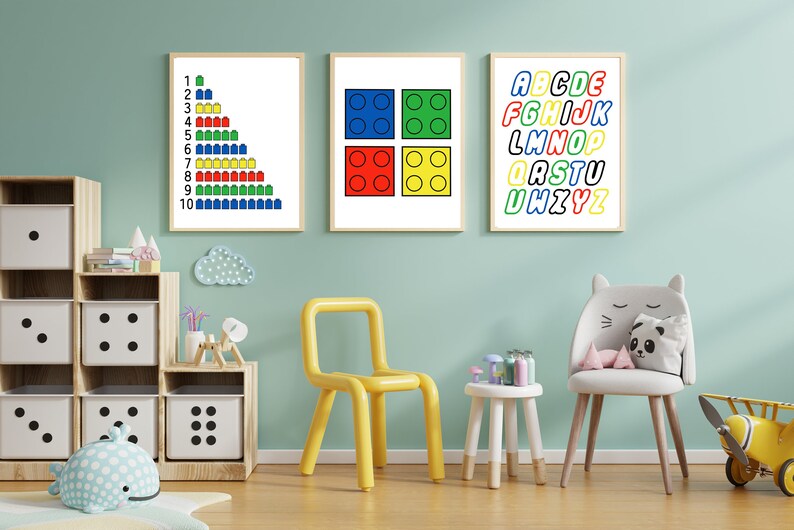 Kids Building Block Prints, Block Posters,boy Building Block Posters ...