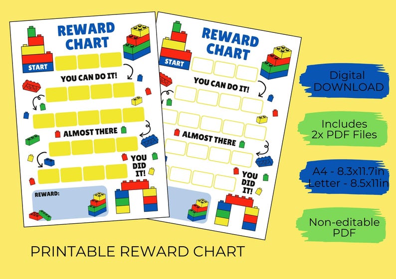 Building Blocks Reward Chart, Block Sticker Chart,kids Behaviour Chart ...