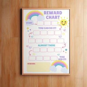 Printable Rainbow Reward Chart, Girls Rainbow Sticker Chart,kids ...