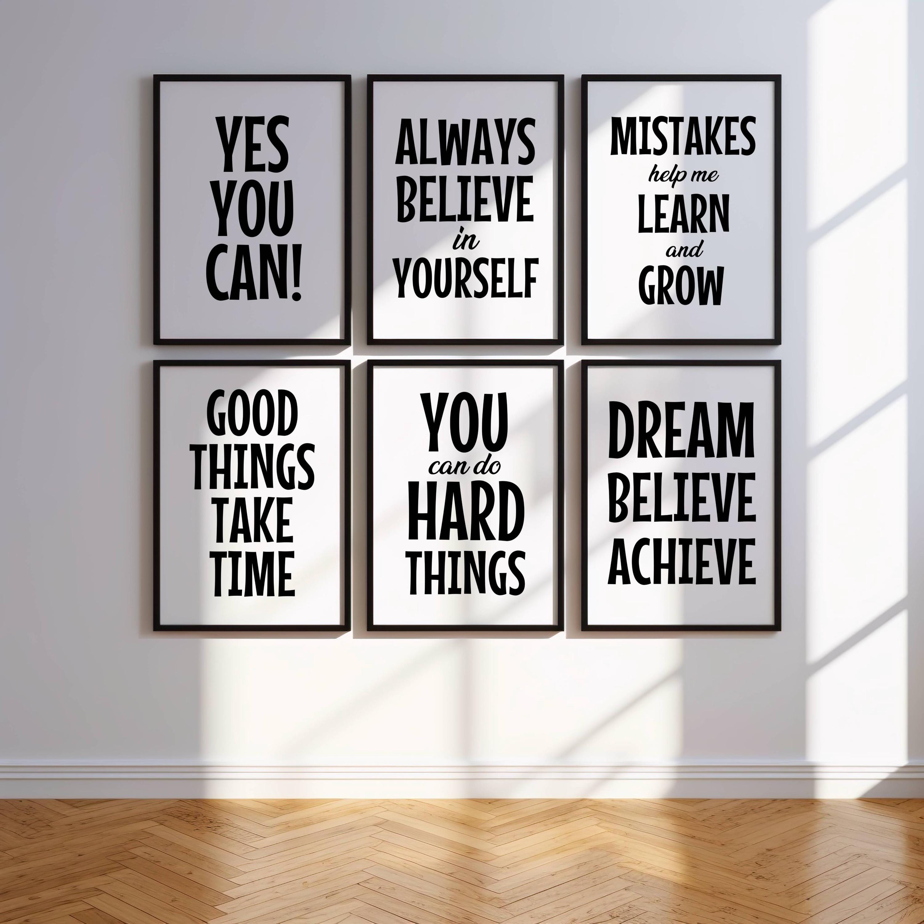 Kids Motivational Classroom Prints, Black & White Playroom Decor,home ...