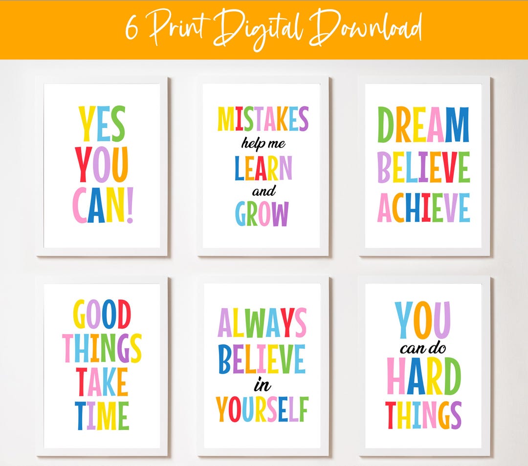 Kids Motivational Sayings Prints, Rainbow Classroom,playroom Decor ...