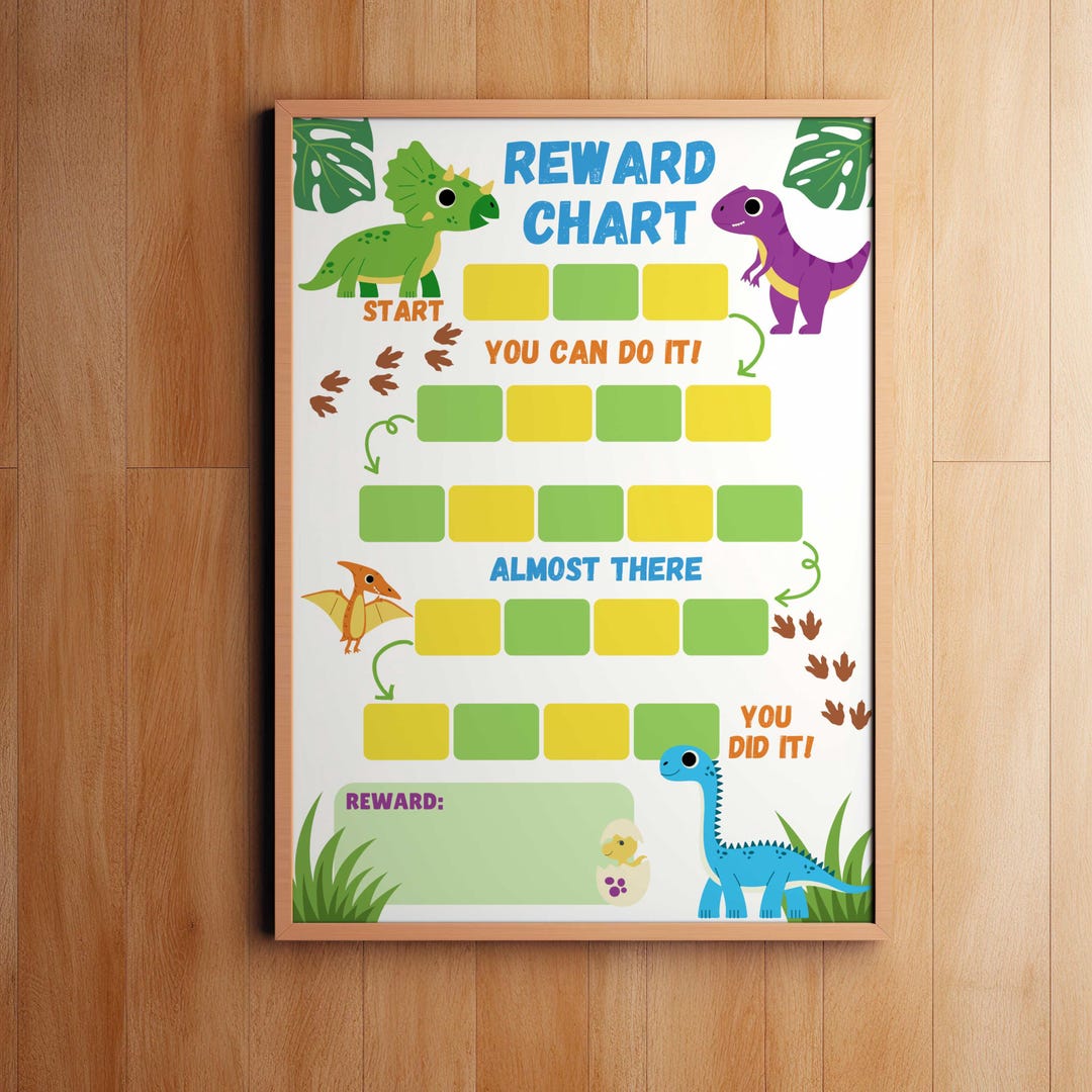 Printable Dinosaur Reward Chart, Boys Dinosaur Sticker Chart,kids ...
