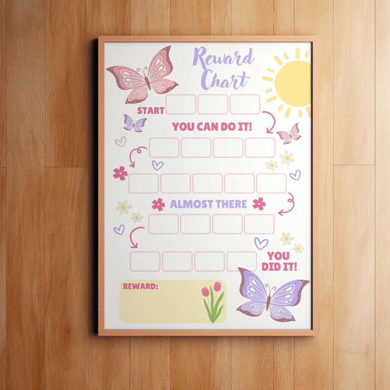 Printable Butterfly Reward Chart, Girls Butterfly Sticker Chart,kids ...