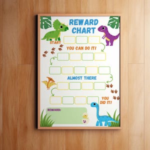 Printable Dinosaur Reward Chart, Boys Dinosaur Sticker Chart,kids ...