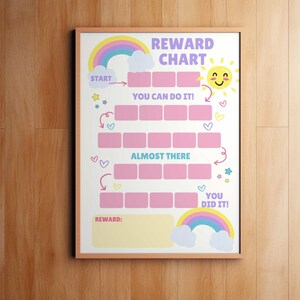 Printable Rainbow Reward Chart, Girls Rainbow Sticker Chart,kids ...