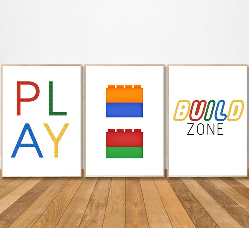 Set of 6 Kids Building Blocks Playroom Prints, Kids Bedroom Decor, Wall ...