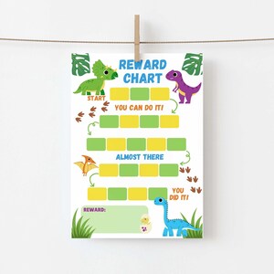Printable Dinosaur Reward Chart, Boys Dinosaur Sticker Chart,kids ...