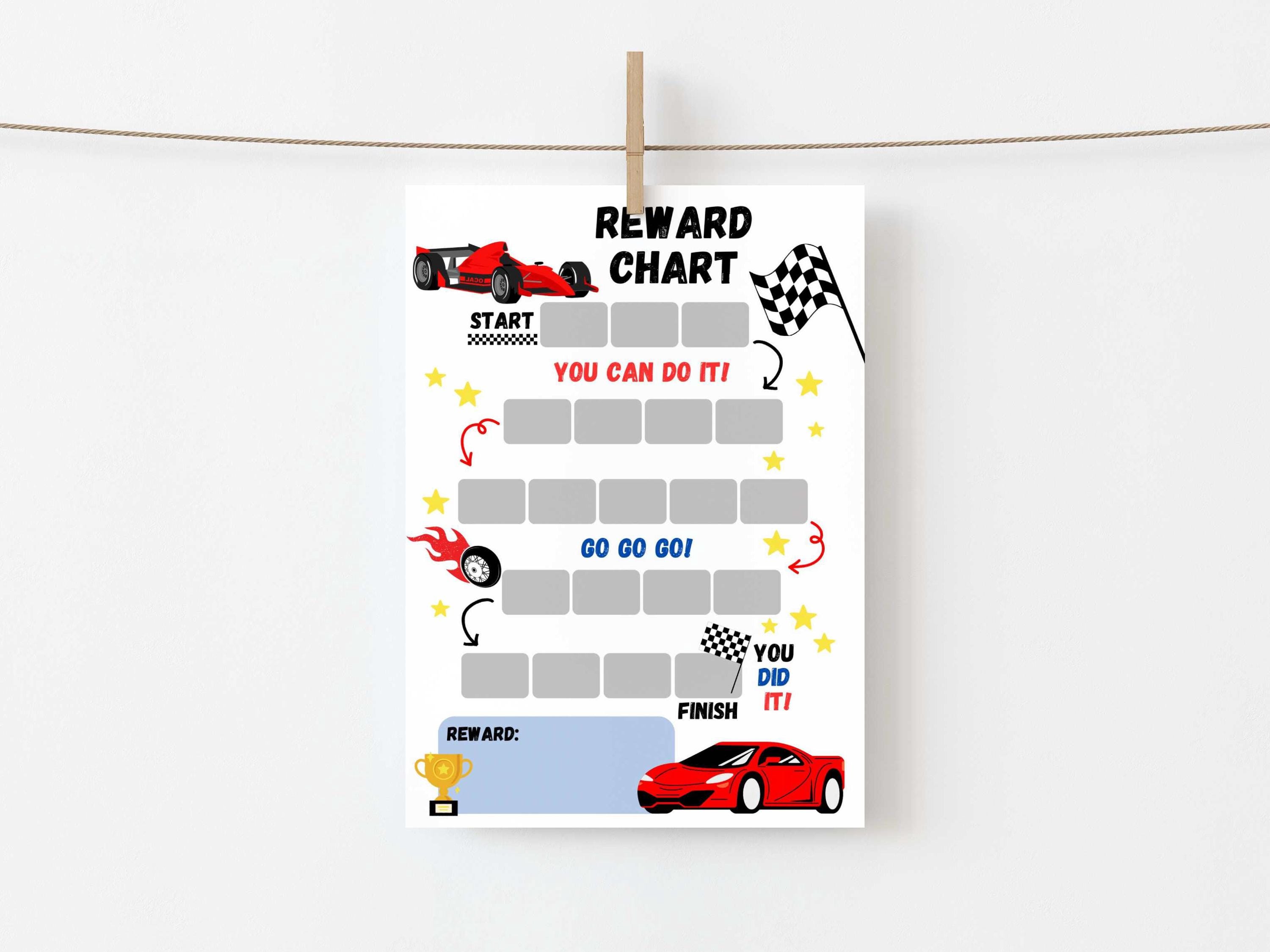 Printable Racing Car Reward Chart, Boys Car Sticker Chart,kids ...