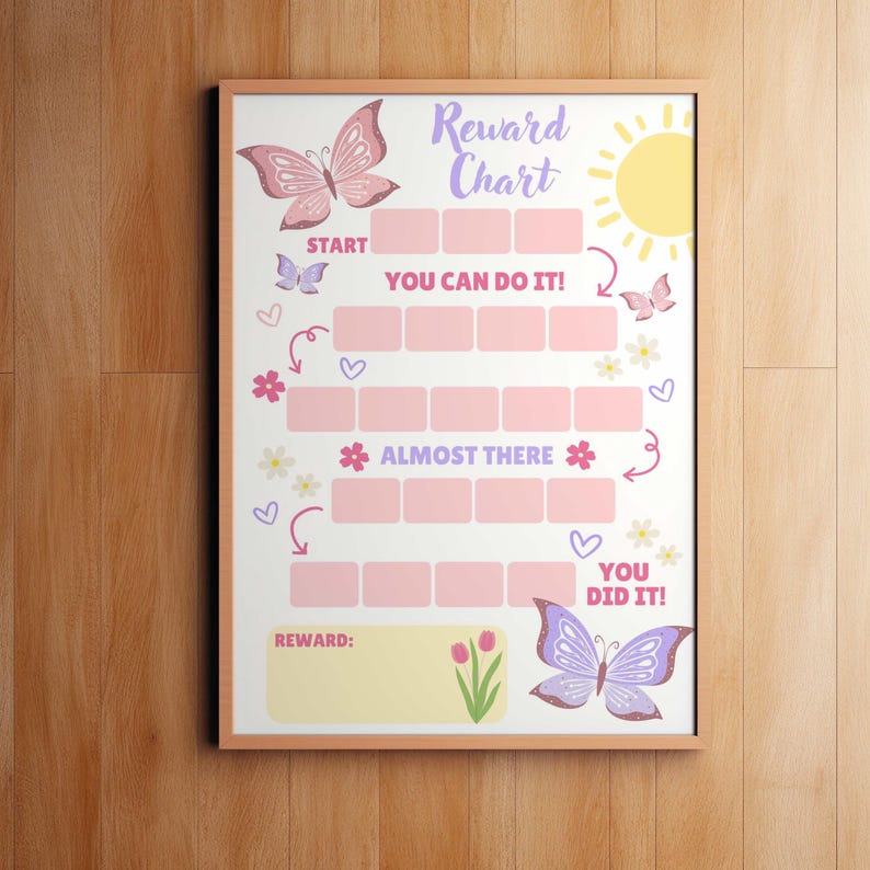 Printable Butterfly Reward Chart, Girls Butterfly Sticker Chart,kids ...