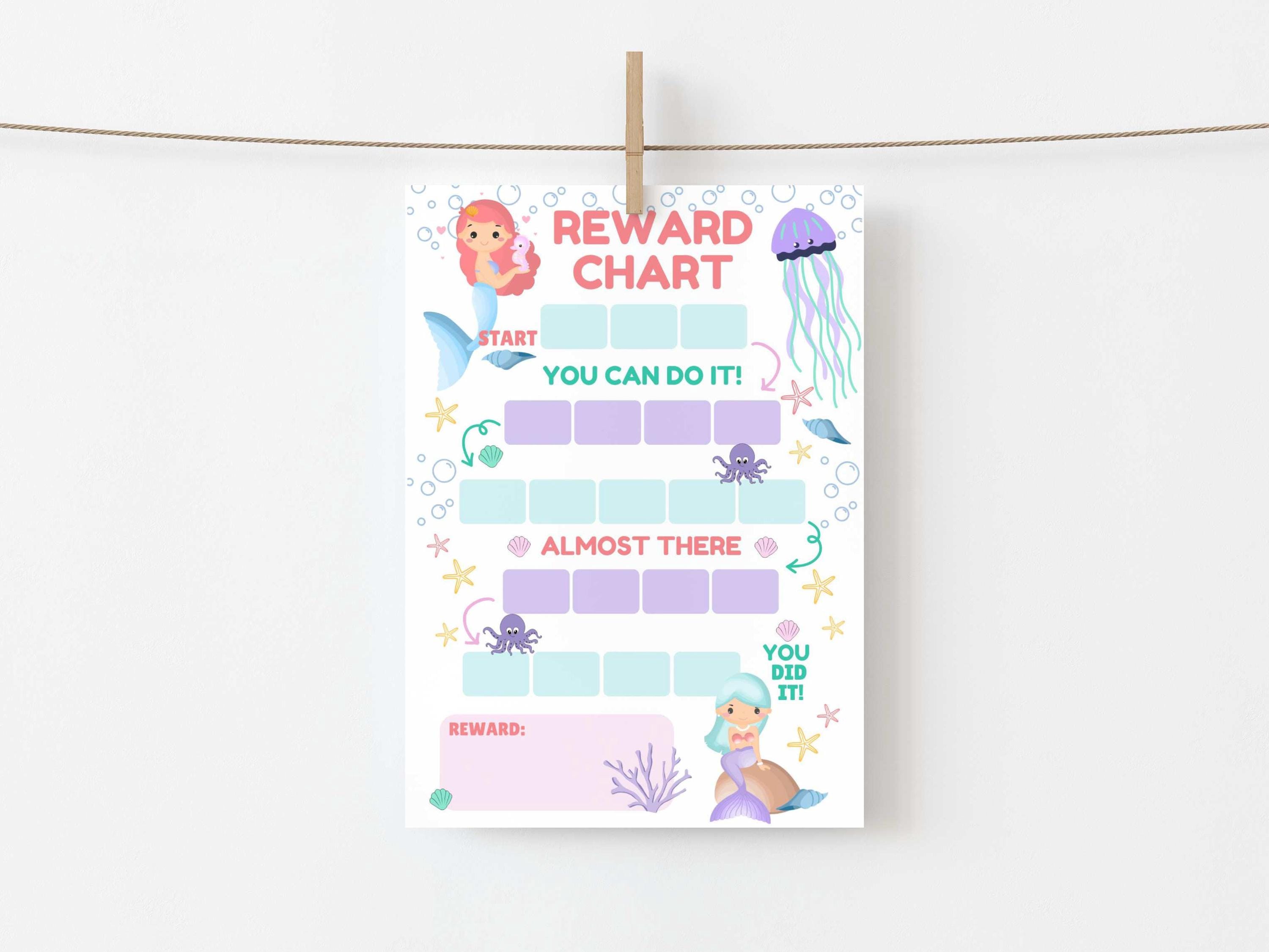 Printable Mermaid Reward Chart, Girls Mermaid Sticker Chart,kids ...
