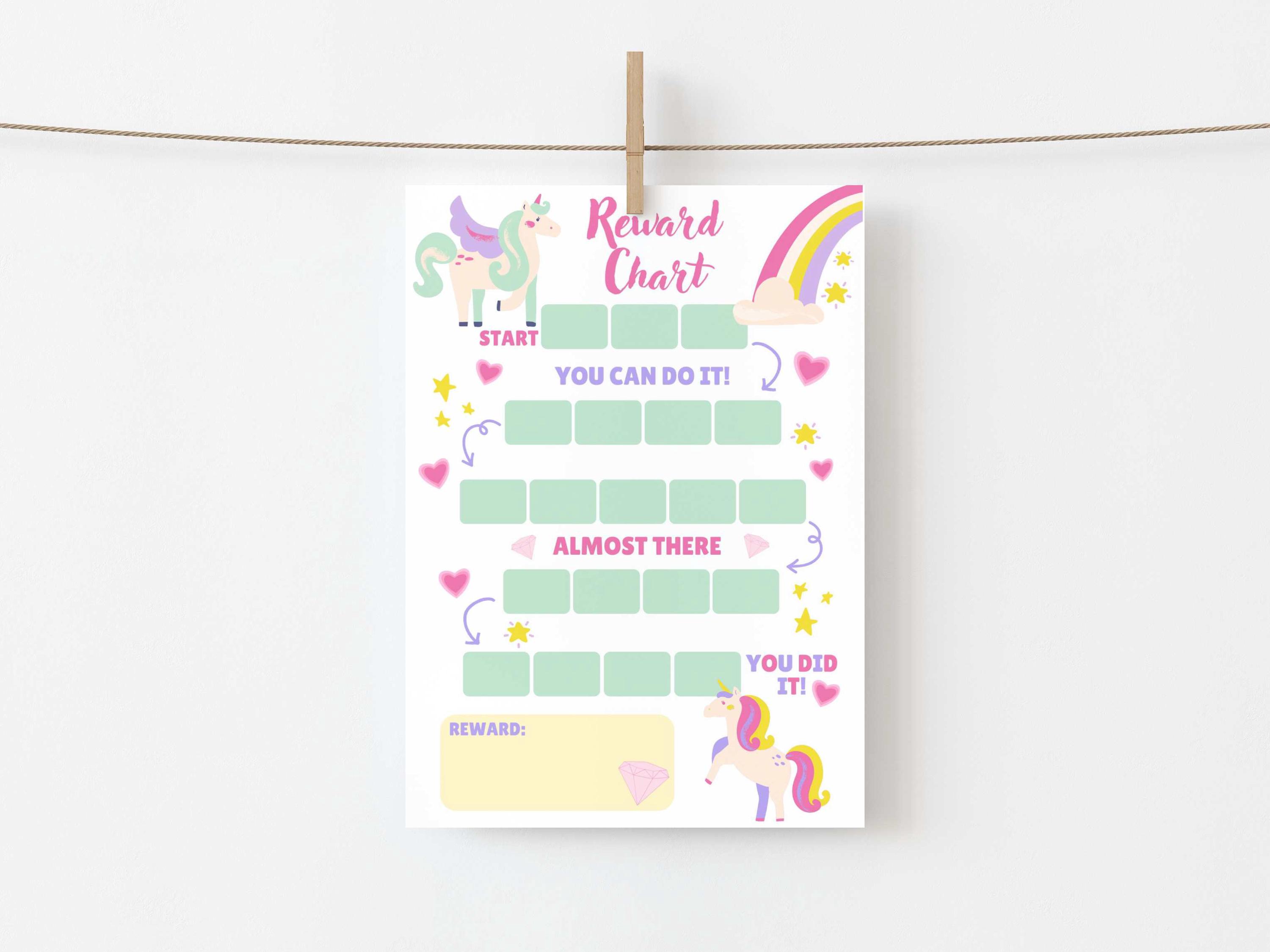 Printable Unicorn Reward Chart, Girls Unicorn Sticker Chart,kids ...