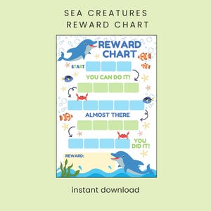 Printable Sea Creatures Reward Chart, Boys Sticker Chart,kids Behaviour ...
