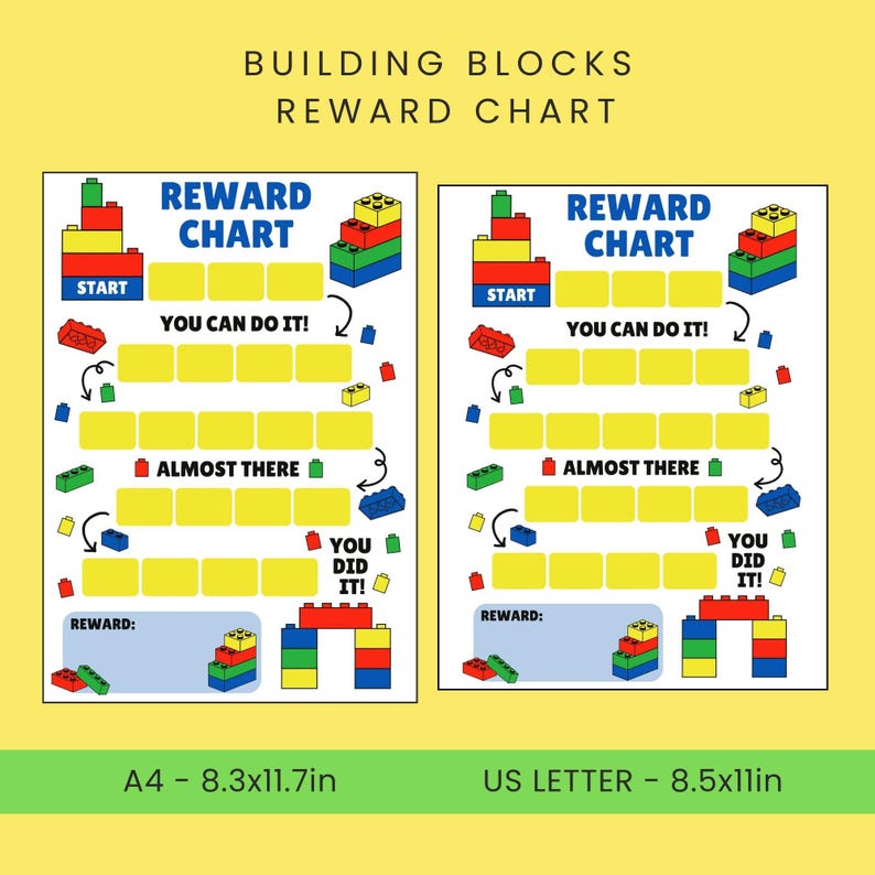 Building Blocks Reward Chart, Block Sticker Chart,kids Behaviour Chart ...
