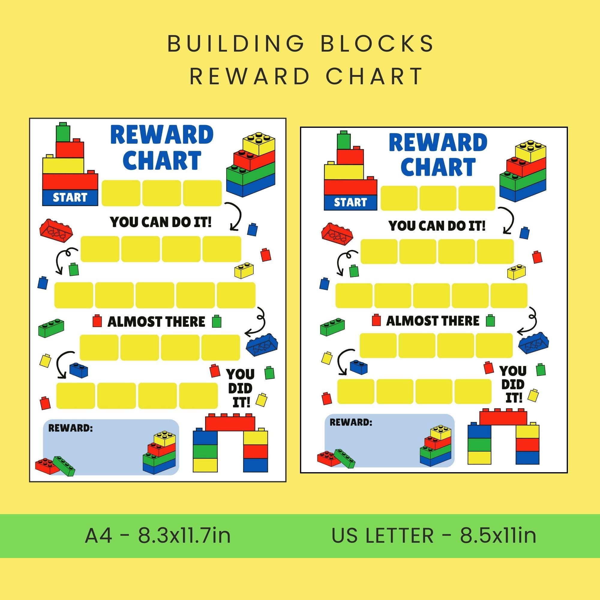 Building Blocks Reward Chart, Boy Block Sticker Chart,kids Behaviour ...