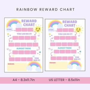 Printable Rainbow Reward Chart, Girls Rainbow Sticker Chart,kids ...