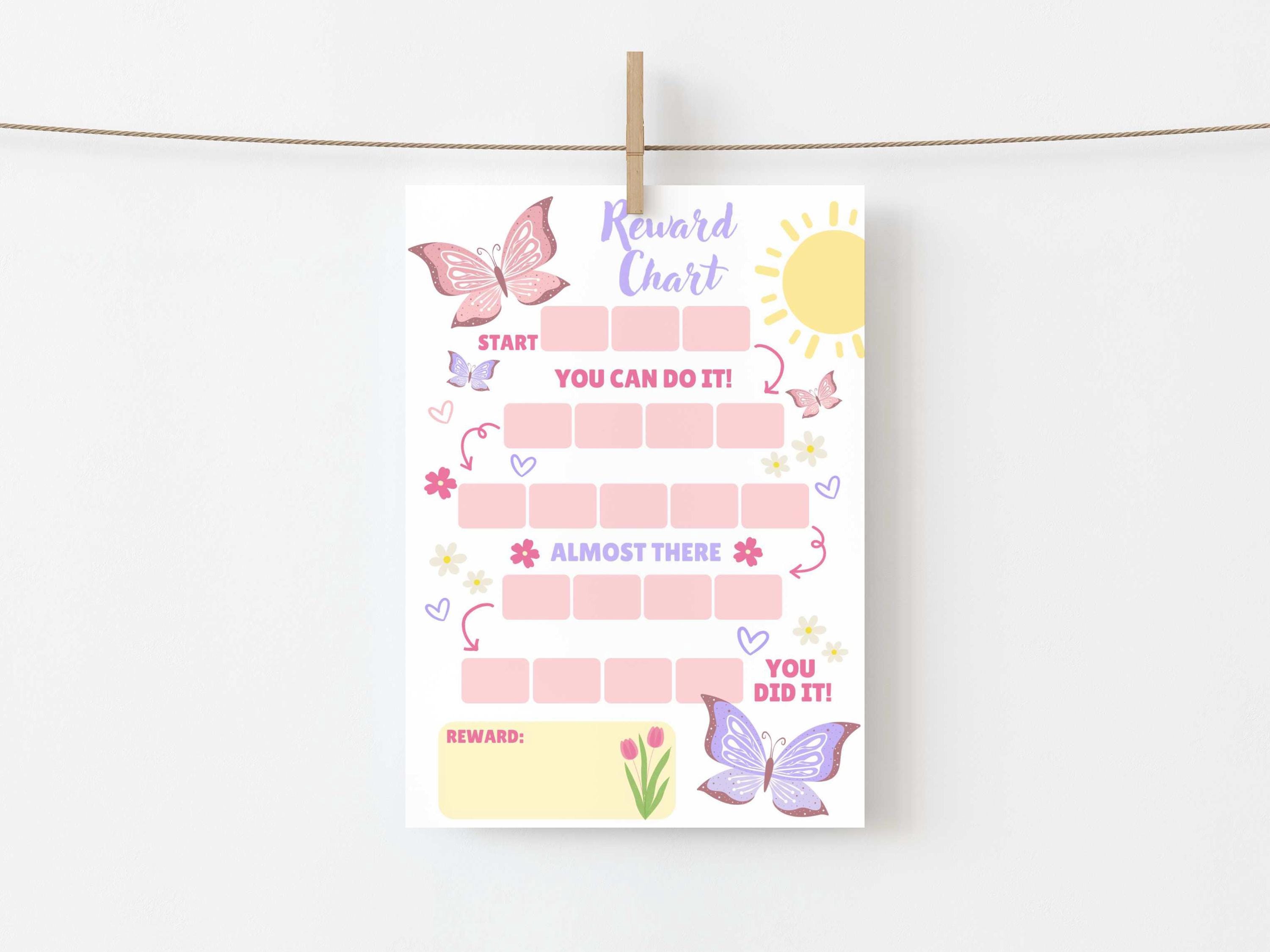 Printable Butterfly Reward Chart, Girls Butterfly Sticker Chart,kids ...