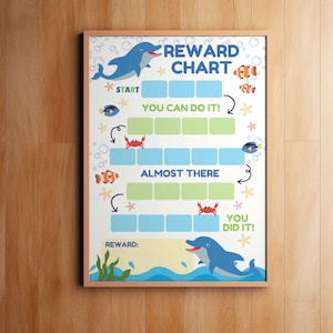 Printable Sea Creatures Reward Chart, Boys Sticker Chart,kids Behaviour ...
