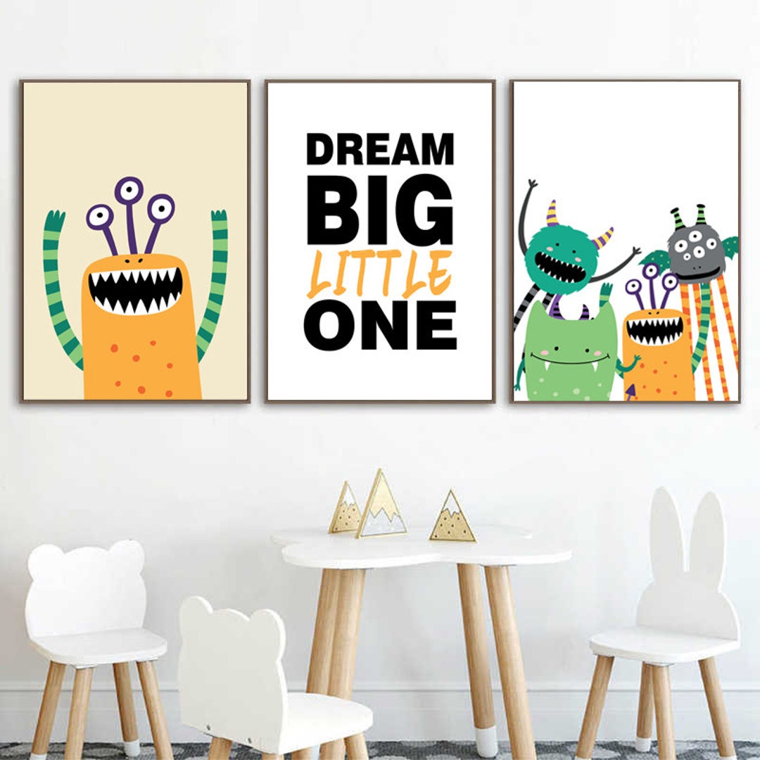 10 Print Kids Monster Theme Nursery Decor Prints, Kids Wall Art Prints ...