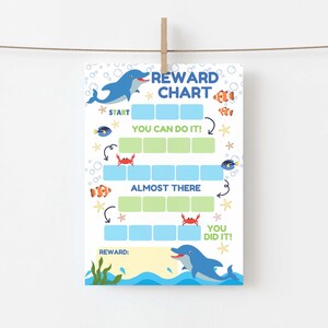Printable Sea Creatures Reward Chart, Boys Sticker Chart,kids Behaviour ...