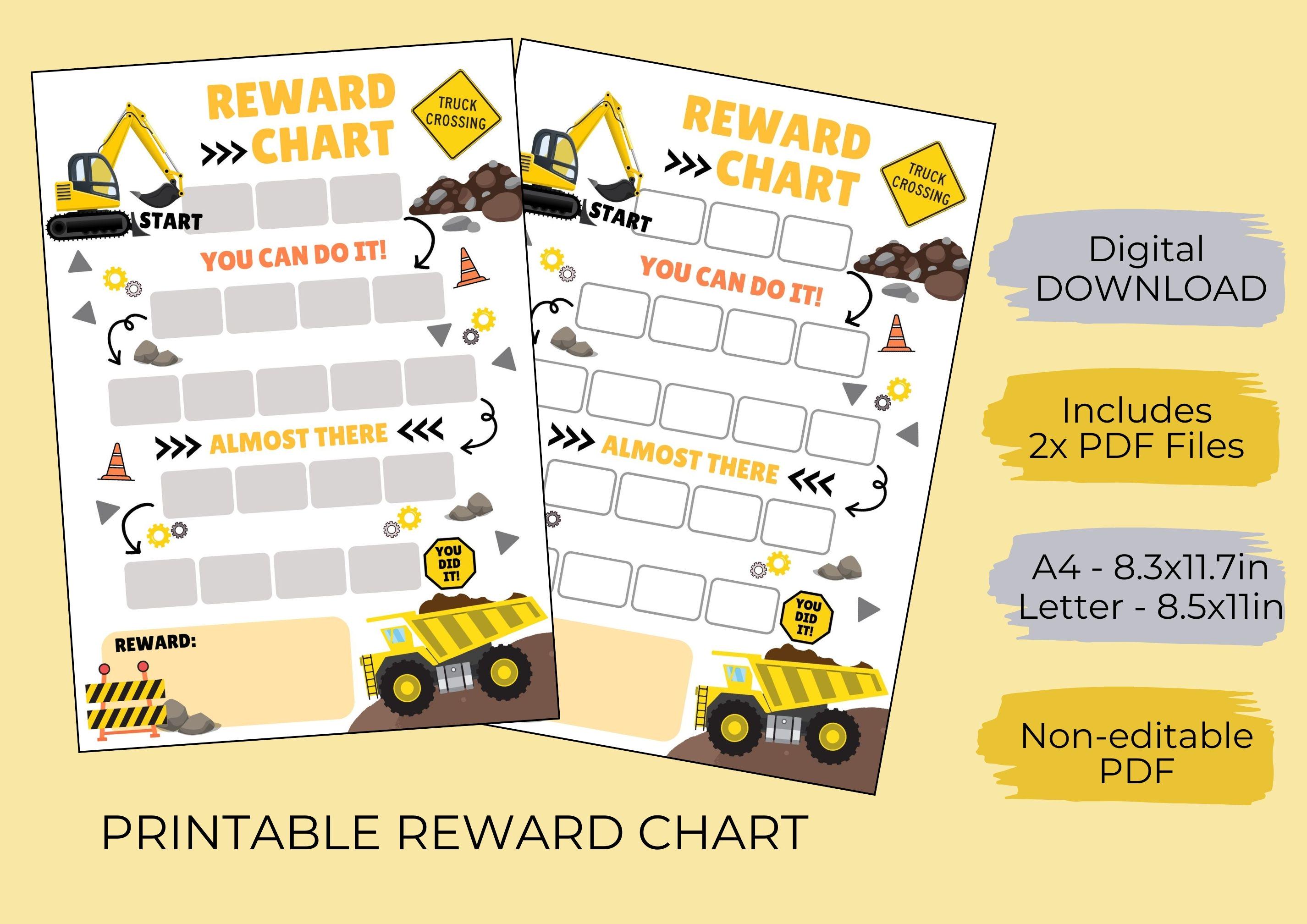 Printable Trucks Reward Chart, Boys Truck Sticker Chart,kids Behaviour ...
