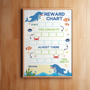 Printable Sea Creatures Reward Chart, Boys Sticker Chart,kids Behaviour ...