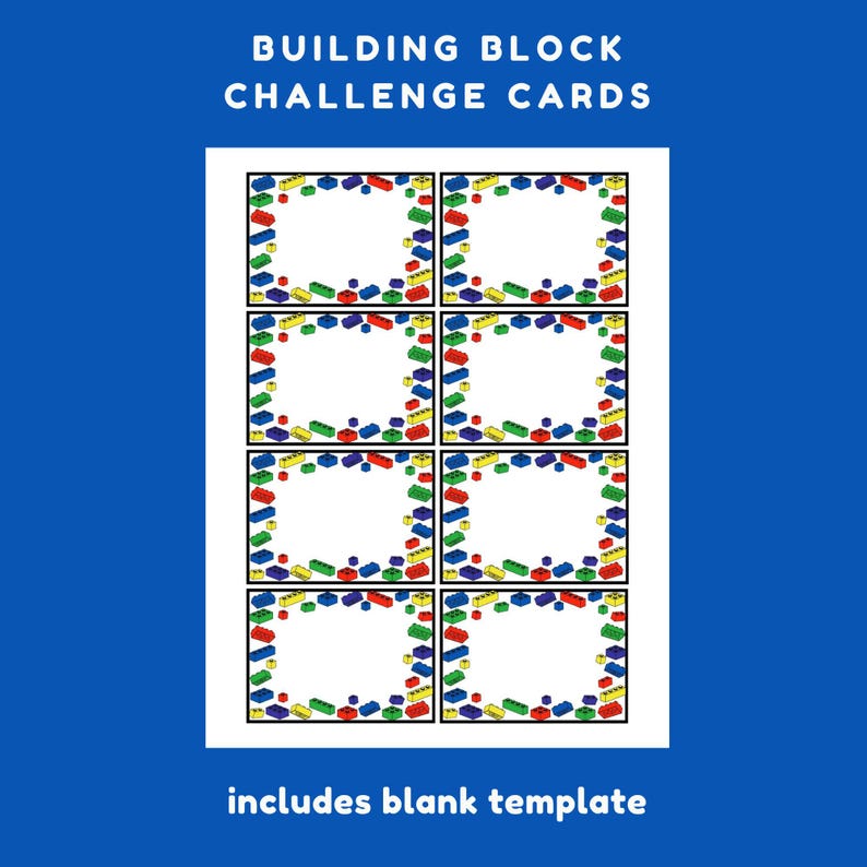 Building Block Challenge Cards, Kids Block Building Cards, STEM Brick ...