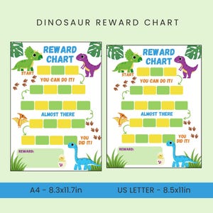 Printable Dinosaur Reward Chart, Boys Dinosaur Sticker Chart,kids ...