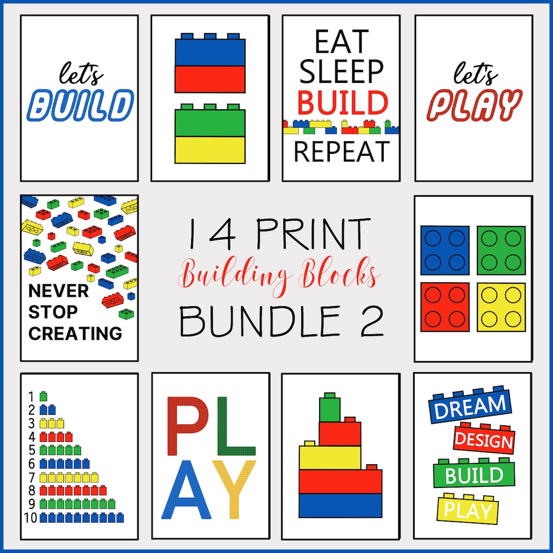 Kids Building Block Prints, Block Posters,boy Building Block Posters ...