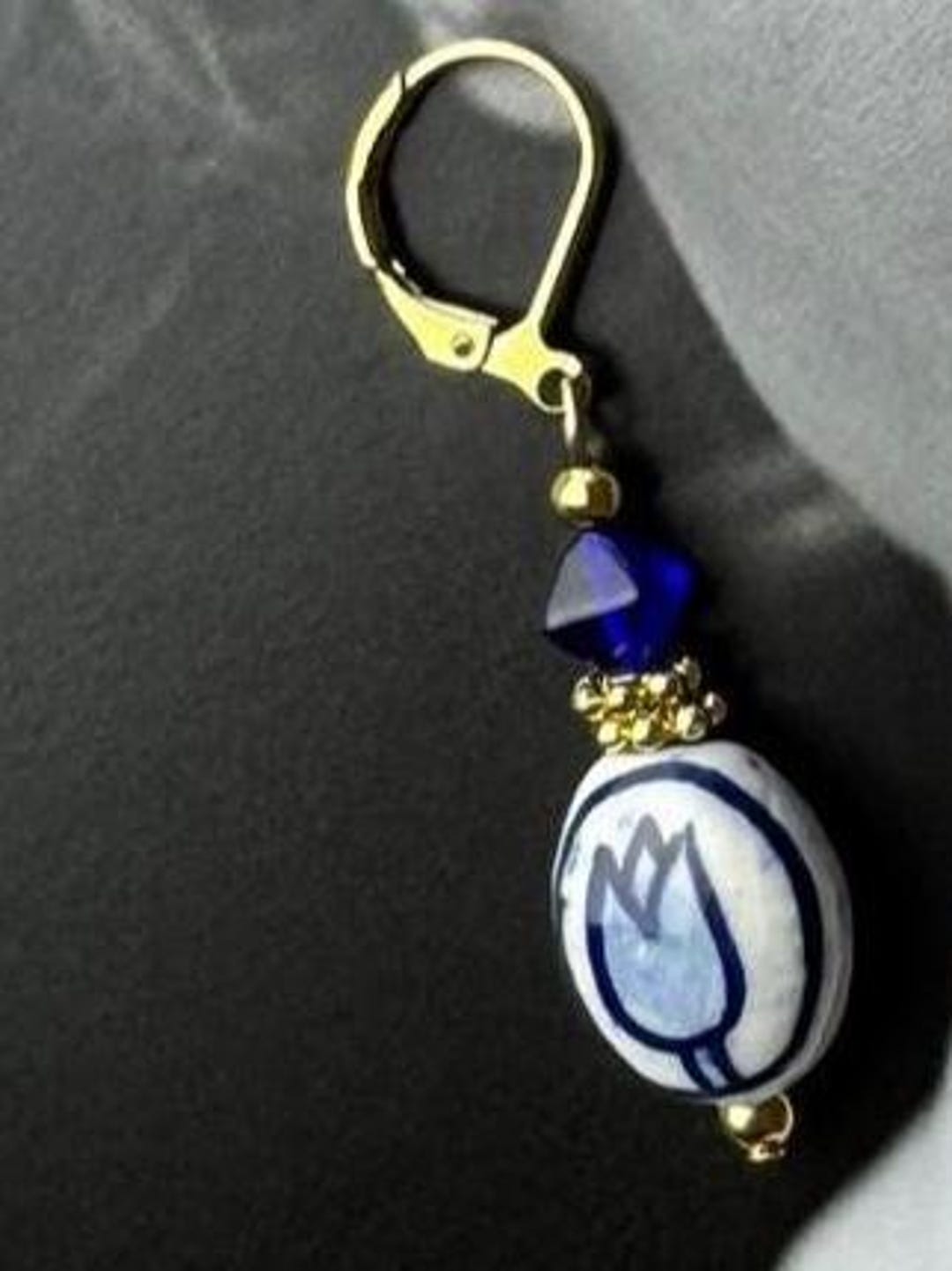 Tulips Delft Earrings, Delft Blue Ceramic Earrings Tulip, Porcelain ...