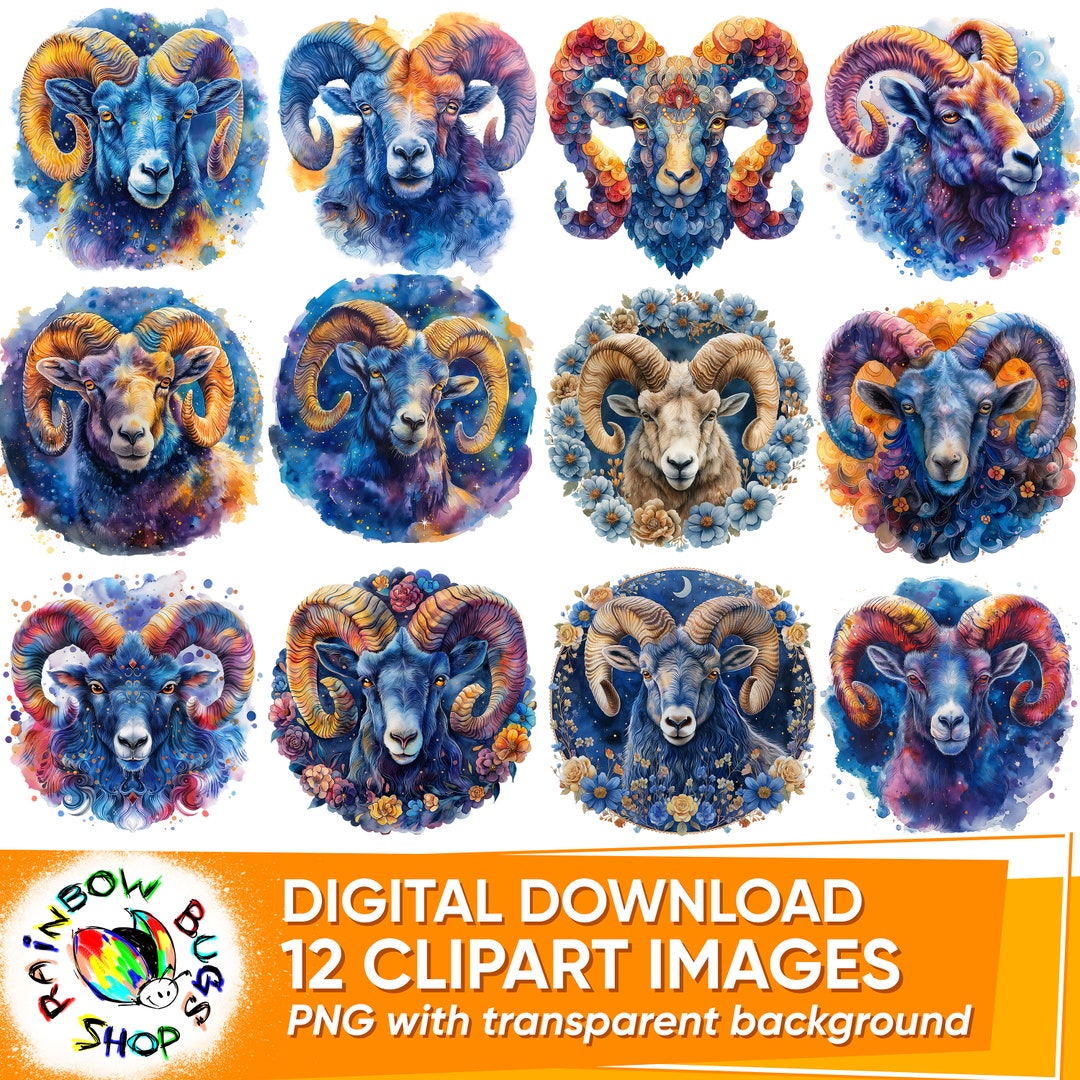 Aries Zodiac Sign, Clipart Bundle, Zodiac PNG, Aries Astrological Sign ...