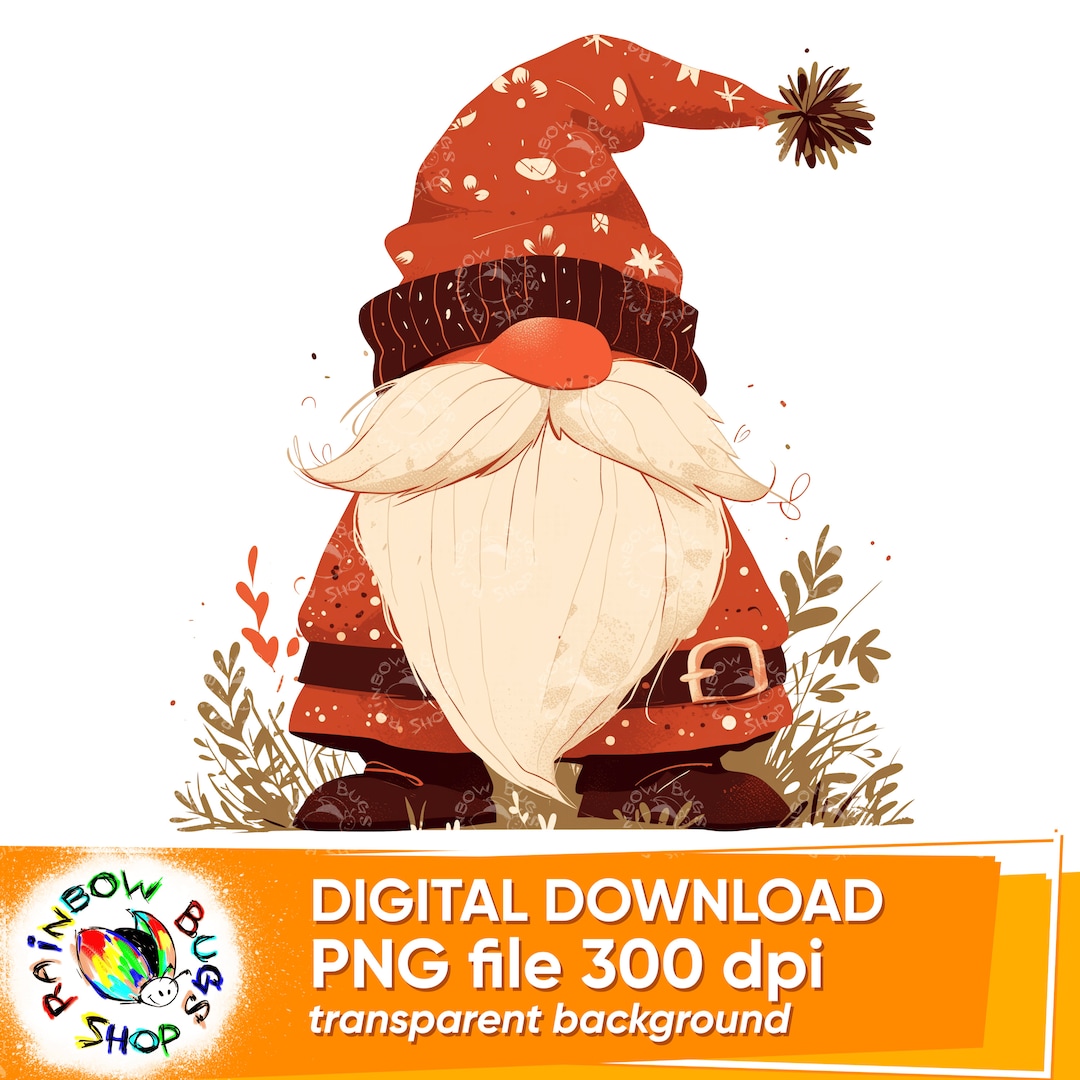 Christmas Gnome, Santa Clipart, PNG, Watercolor Printable Art, Old Elf ...