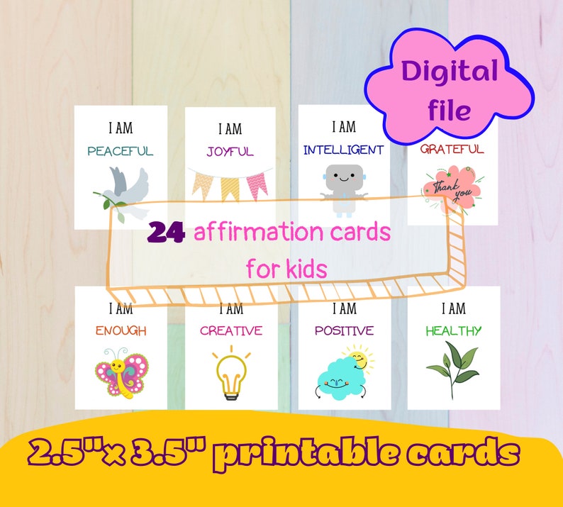 Affirmation Cards for Kids, Digital Encouragement Cards for Everyday ...