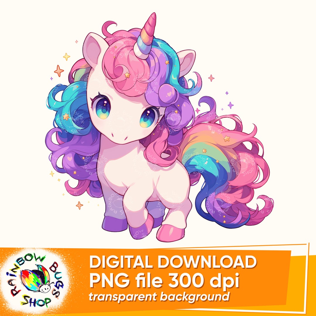 Rainbow Baby Unicorn, PNG, Transparent Background, Instant Download ...