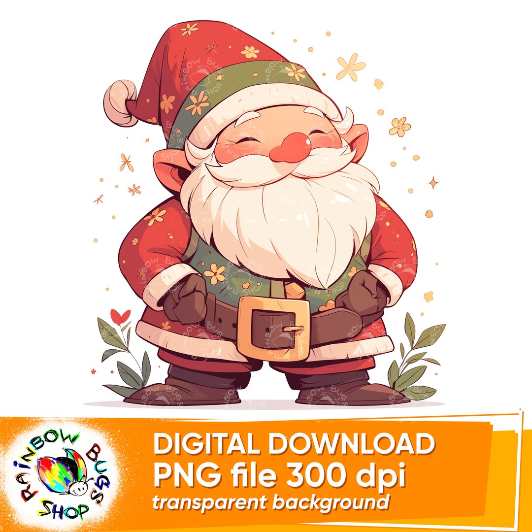 Cute Santa Digital Clipart, PNG, Happy Elf, Merry Christmas Sublimation ...