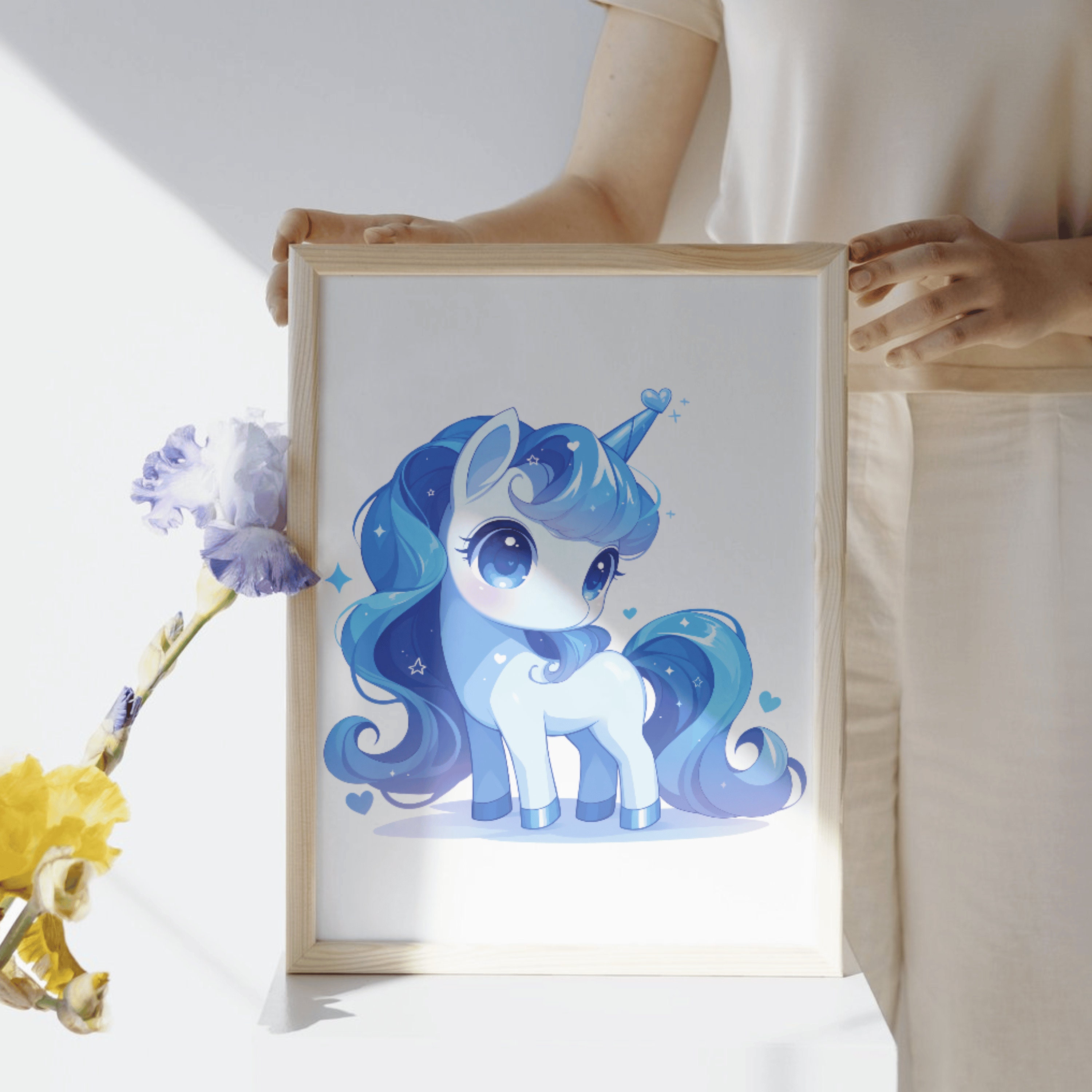 Cute Blue Unicorn PNG, Kawaii Baby Unicorn Clip Art, Digital Download ...