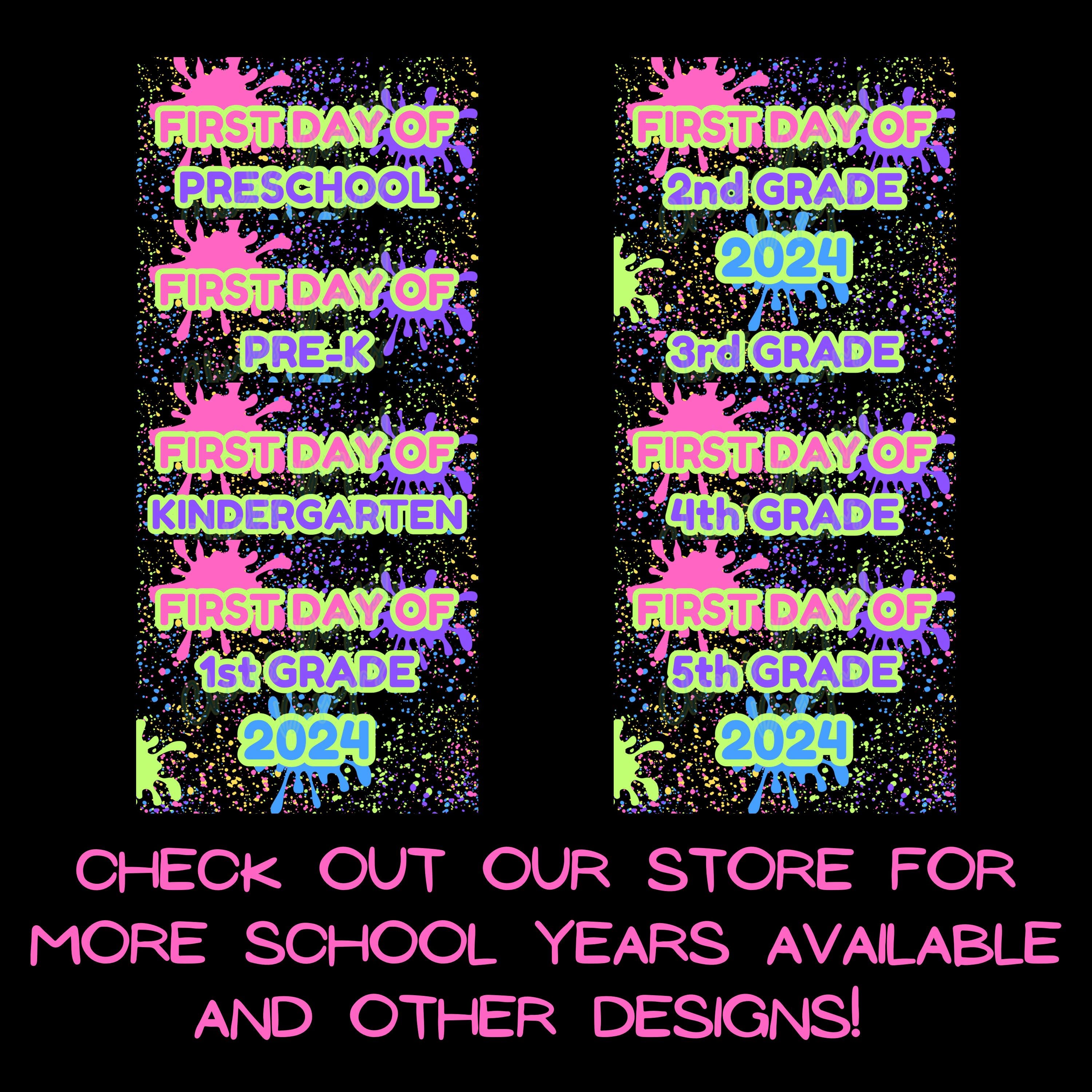 Paint Splatter Neon Slime Black First Day of 5th Grade Sign: School ...