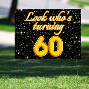 60th Birthday Yard Sign: Balloon Stars, Editable Template (digital) - Etsy