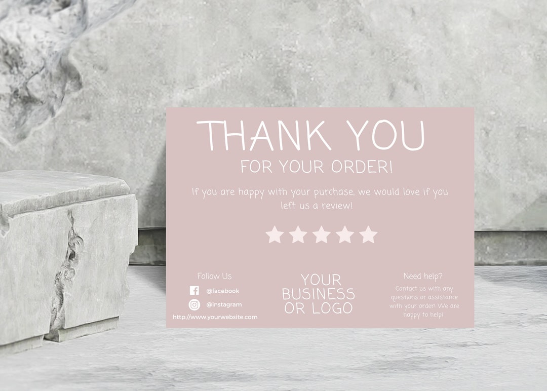 Thank You Review Card: Business Package Insert (5x7) (editable ...