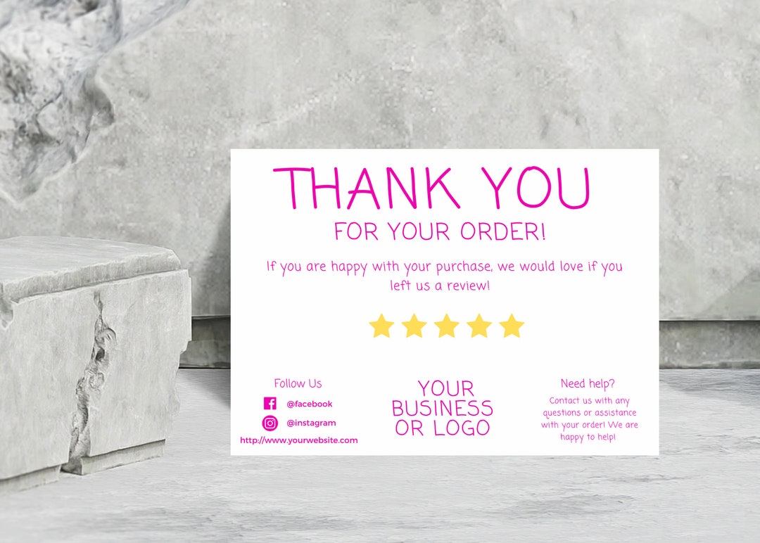 Thank You Review Request Card: 5x7 Retail Insert (editable Printable Template) - Etsy